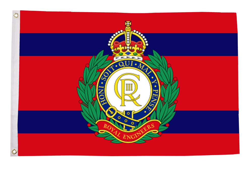 Royal engineers flag 5ft x 3ft King Charles insignia with eyelets ...