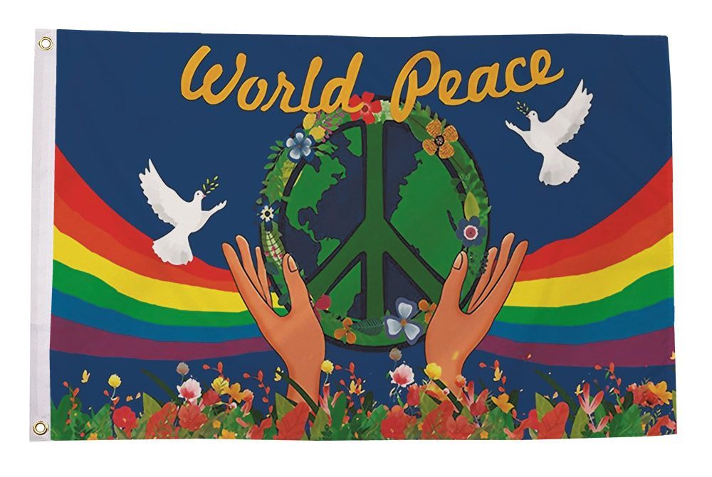 World peace flag 5ft x 3ft with eyelets – Flagseller