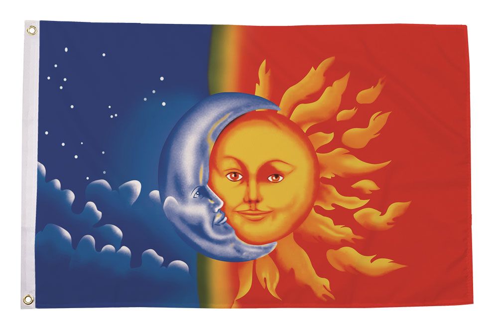Moon and sun flag 5ft x 3ft with eyelets – Flagseller