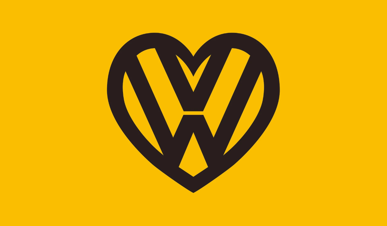 Dub VW flag with heart logo ORANGE 5ft x 3ft – Flagseller