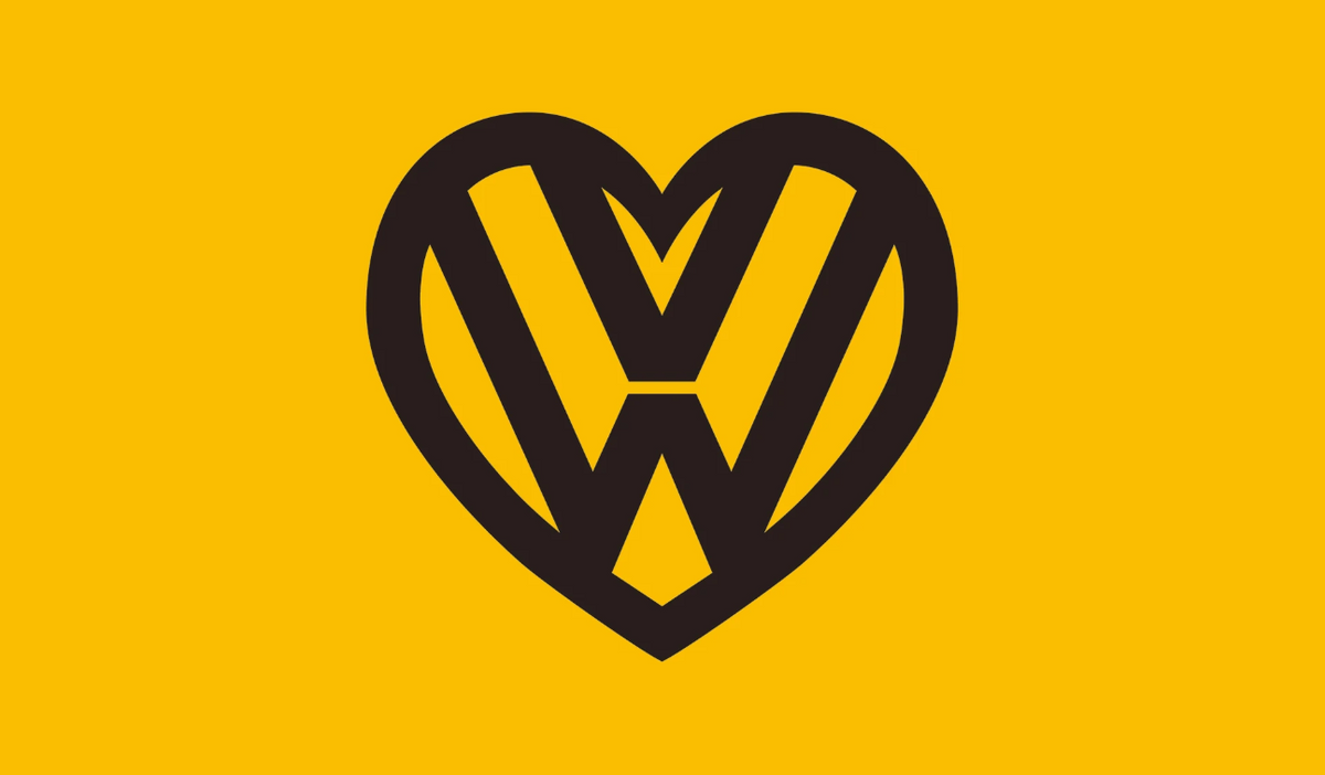 Dub VW flag with heart logo ORANGE/BLACK 5ft x 3ft – Flagseller